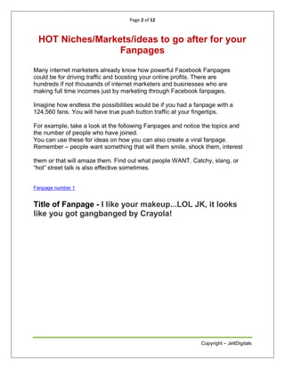 Hot Ideas for Viral Facebook Fanpages | PDF | Social Networking | Internet