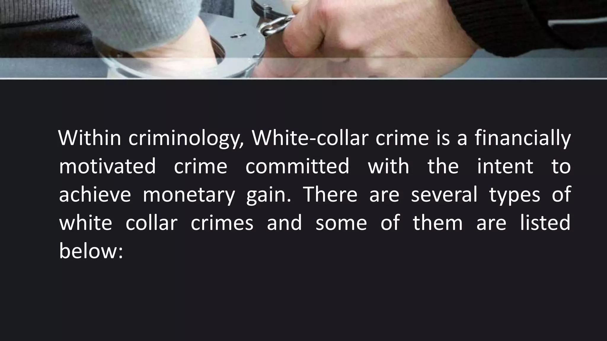 What are white collar crimes | PPTX