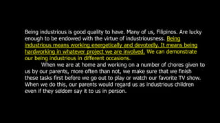 What being industrious is all about | PPT