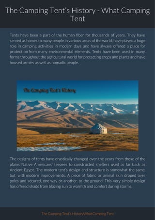 History of the Camping Tent | PDF