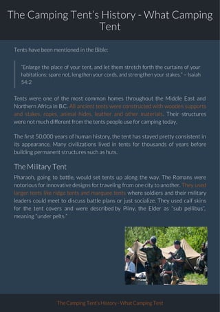 History of the Camping Tent | PDF