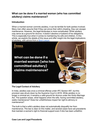What can be done if a married woman (who has committed adultery) claims ...