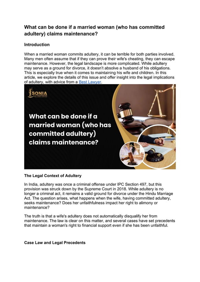 What can be done if a married woman (who has committed adultery) claims ...