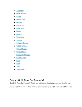 What can shih tzu eat and not eat | PDF