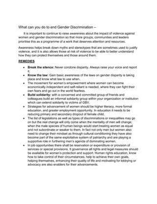 What can you do to end gender discrimination.docxaa | PDF