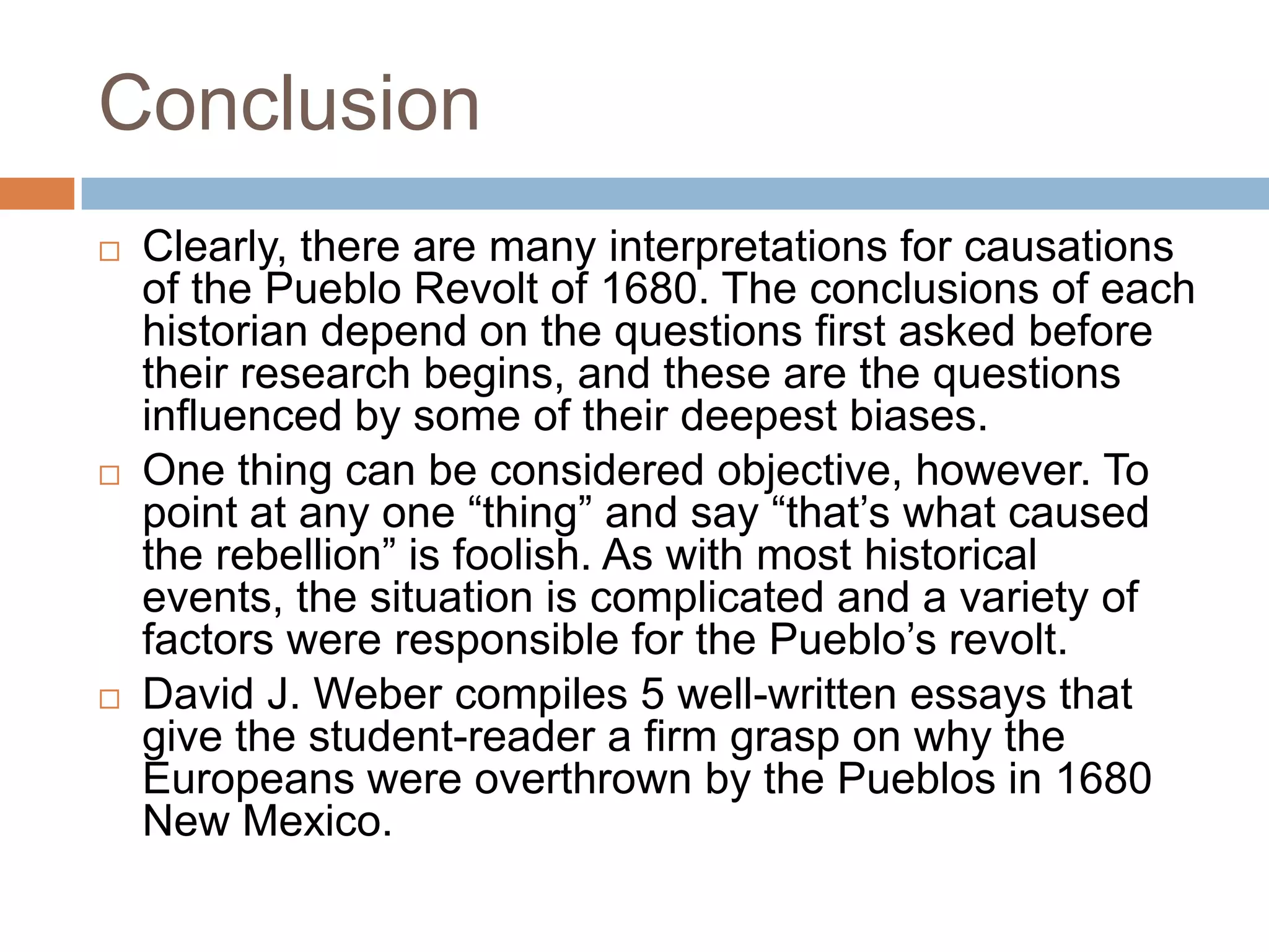 What caused the pueblo revolt of 1680 | PPT