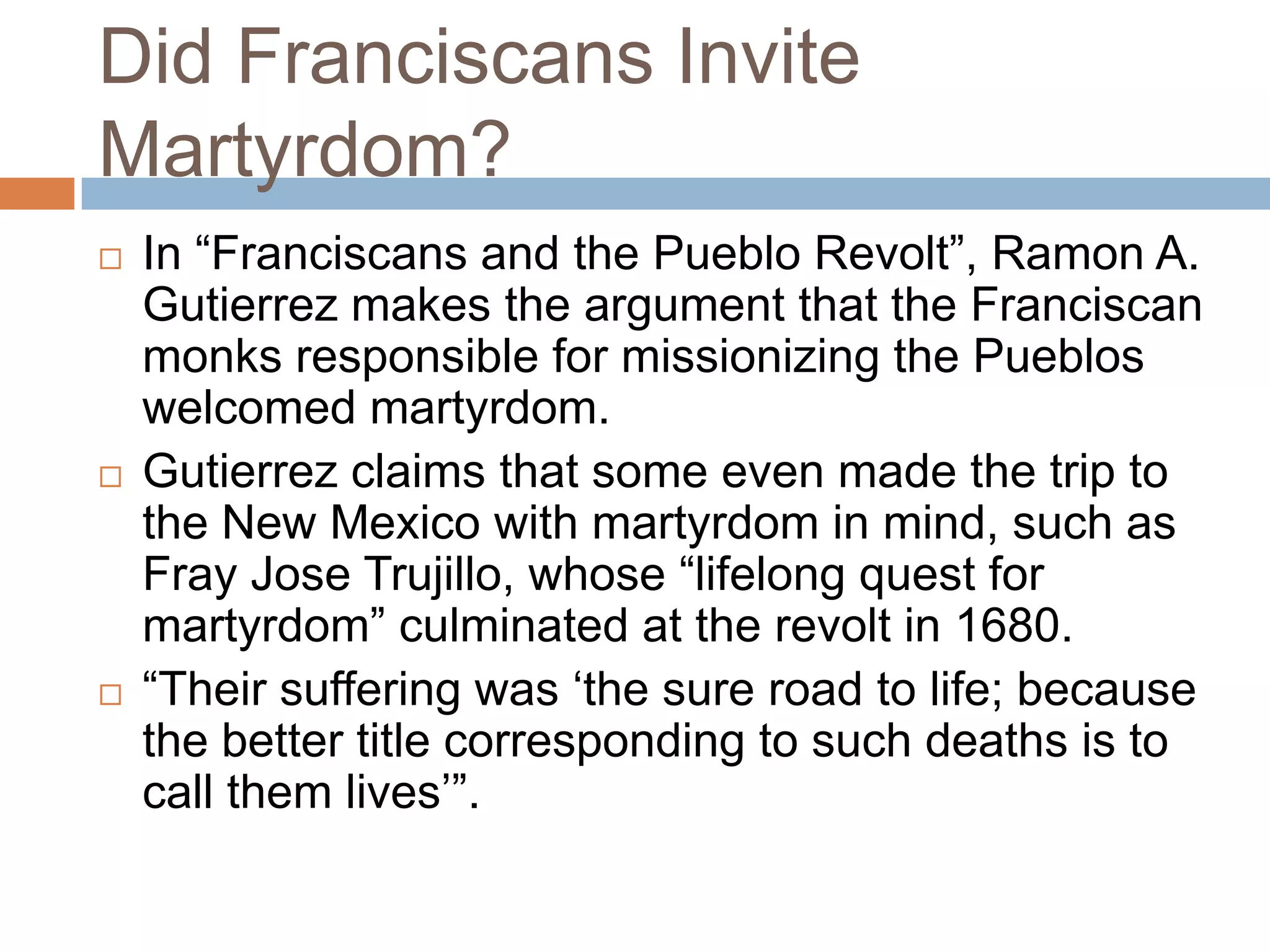 What caused the pueblo revolt of 1680 | PPTX