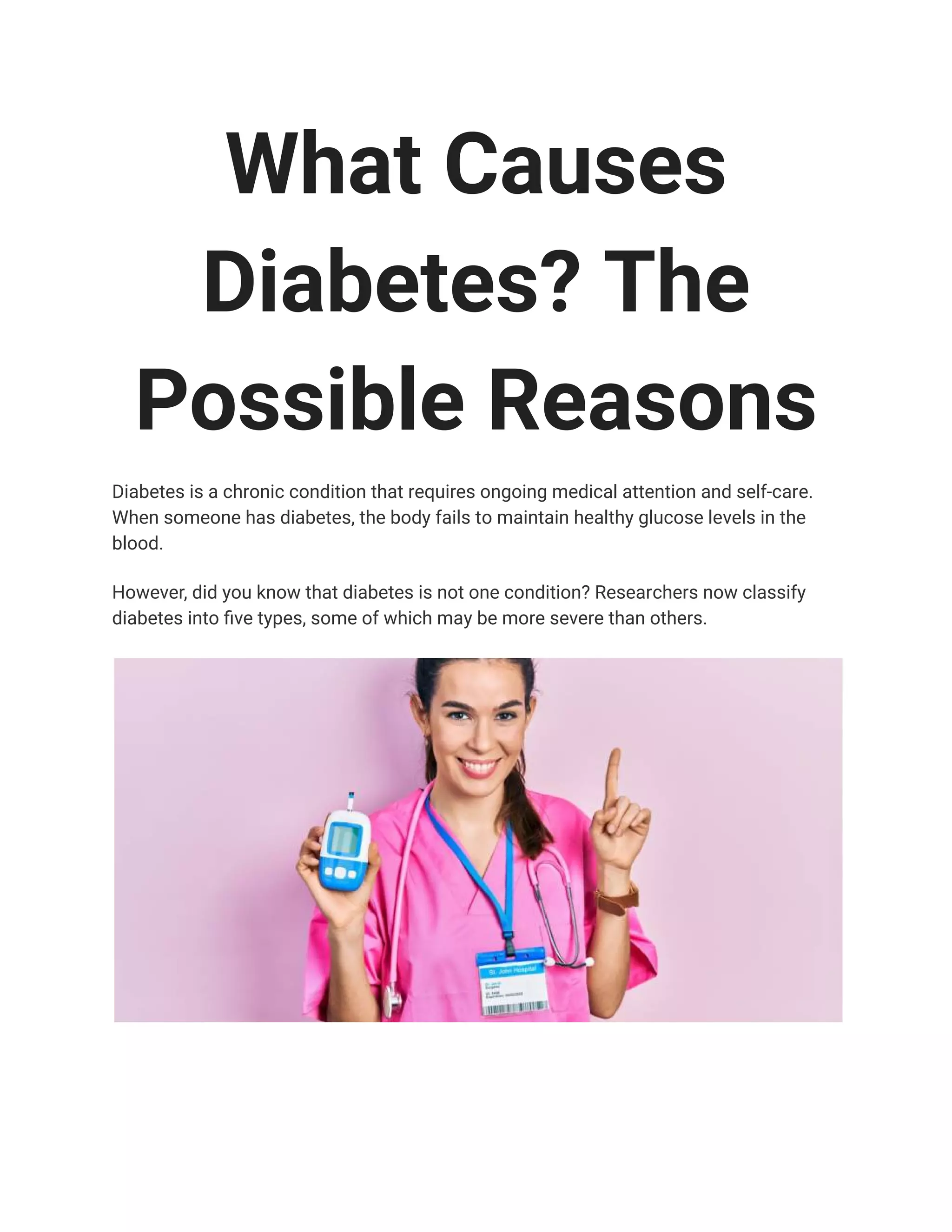 What Causes Diabetes? The Possible Reasons | PDF