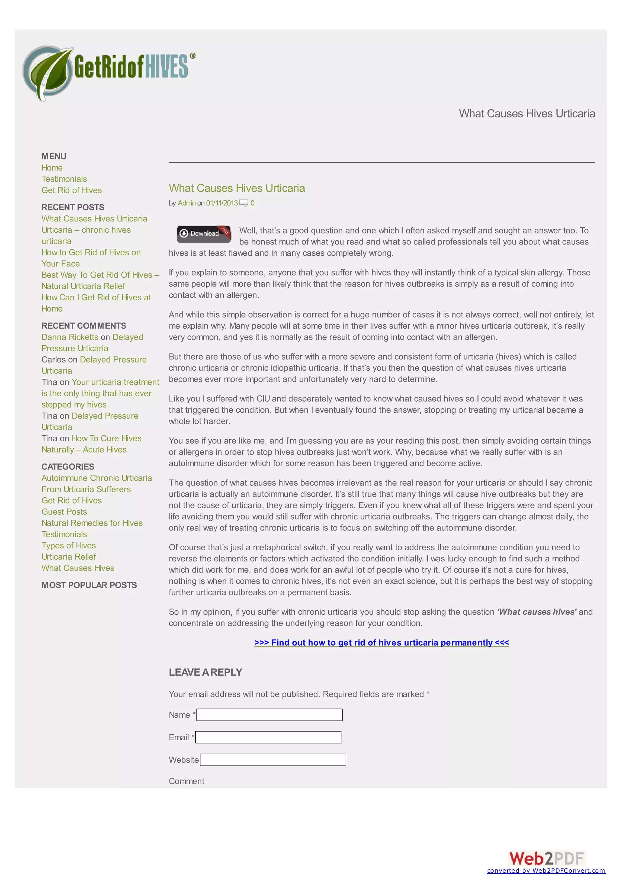 What Causes Hives | PDF