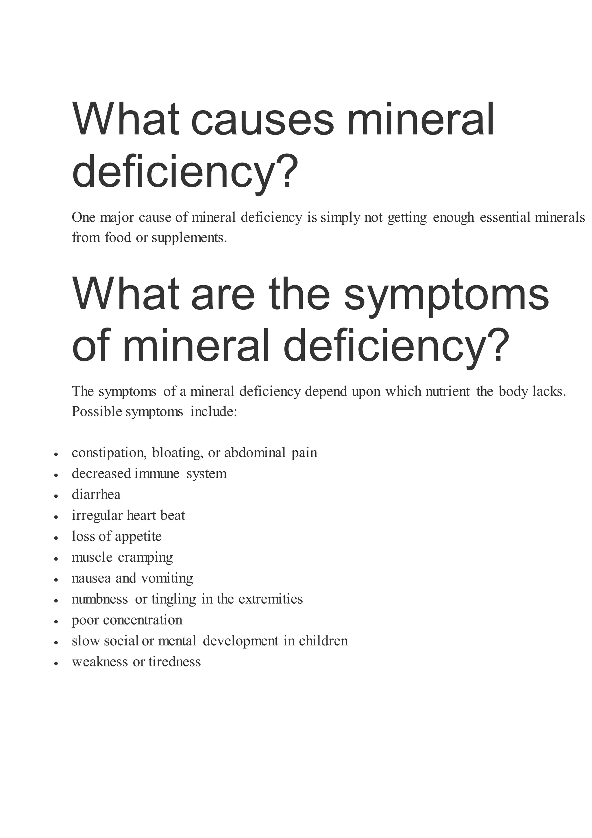 What causes mineral deficiency | DOCX | Nutrition | Healthy Living