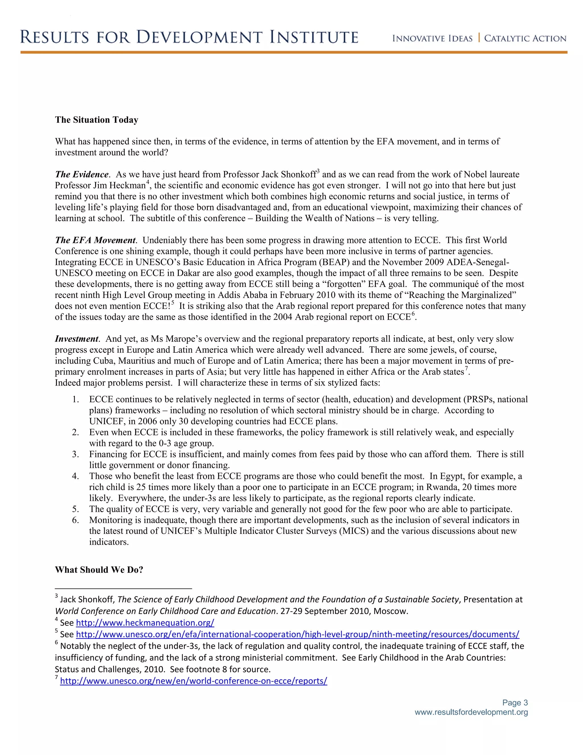 What challenges exist for early childhood care and education | PDF