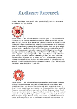 What consists as a 15 and 18 film – bbfc | DOCX