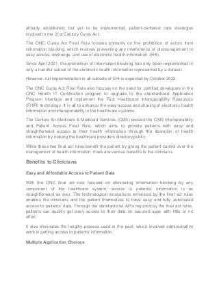 What CURES ACT Means for Clinicians and Better Technology Automation | PDF