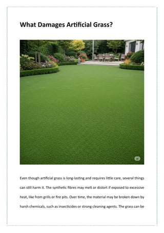 What Damages Artificial Grass? Common Causes and How to Prevent Them | PDF