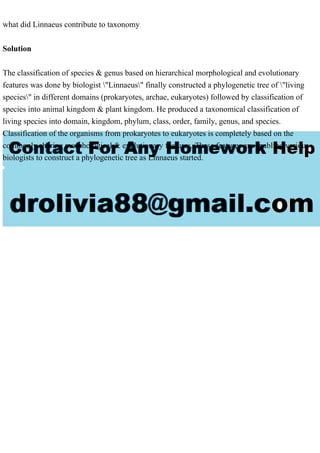 Linnaeus' Contributions to Taxonomy: Species Classification and ...