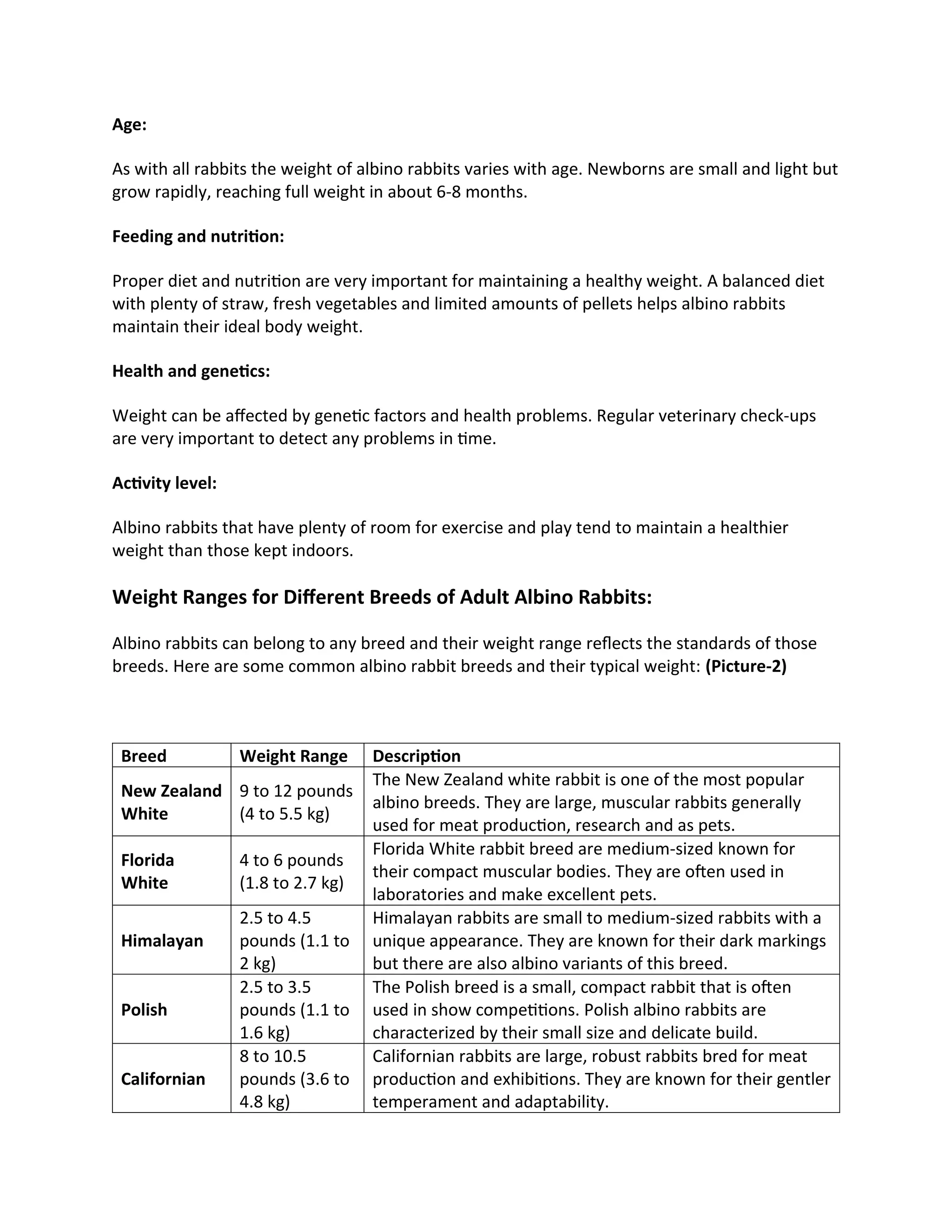 What do Albino Rabbits Weigh: Factors Influencing the Weigh | DOCX