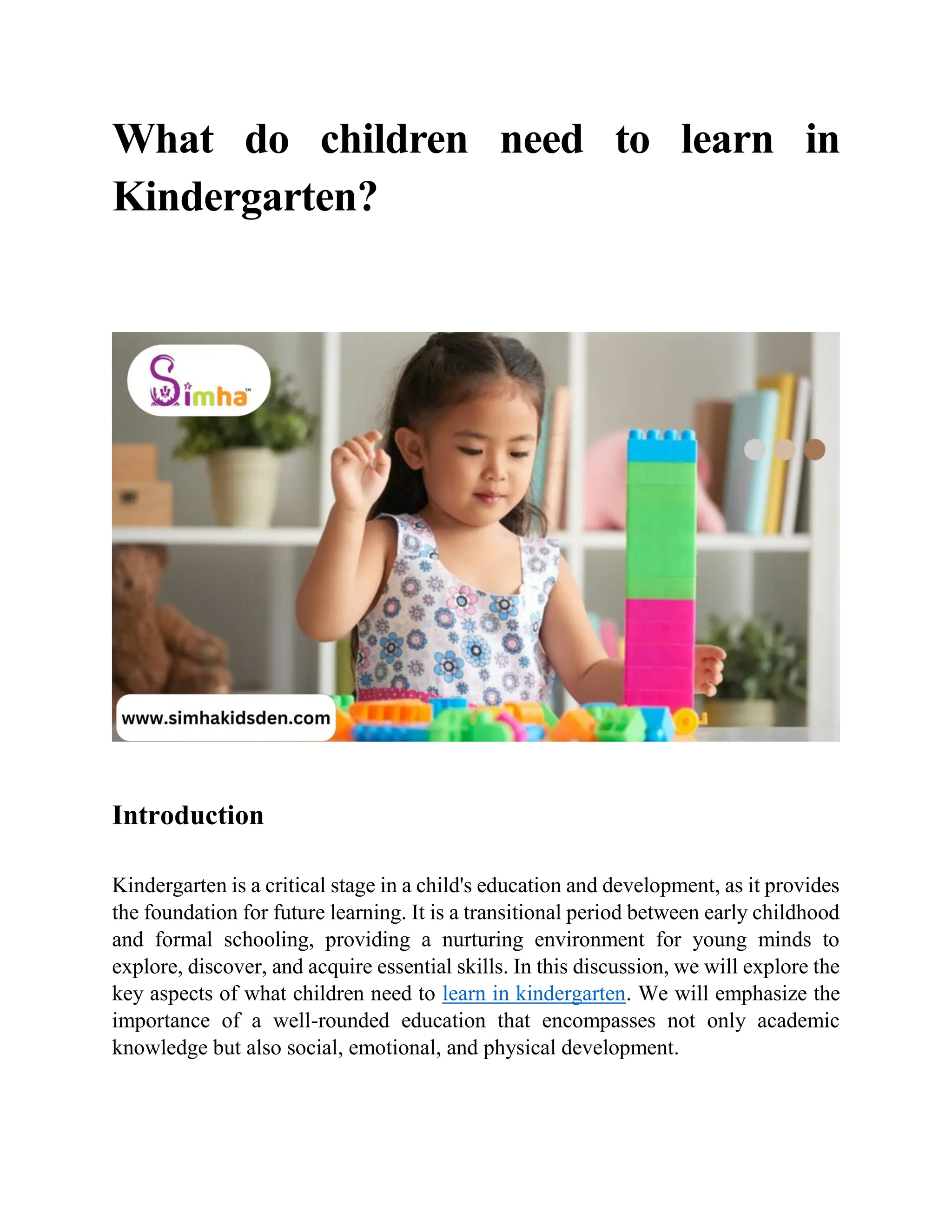 What do children need to learn in Kindergarten.pdf