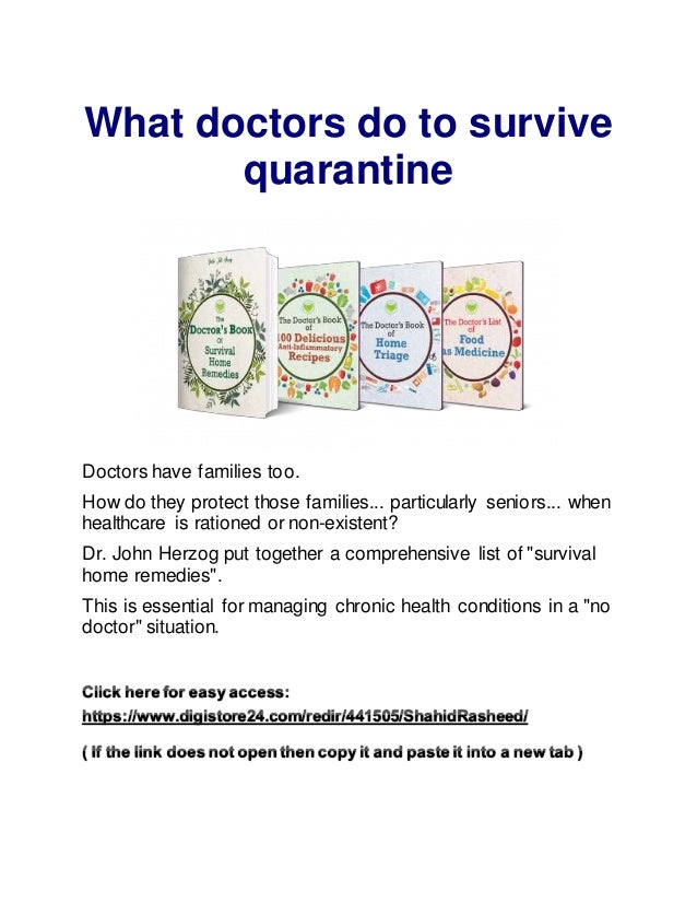 What do doctors do to survive quarantine. | DOCX