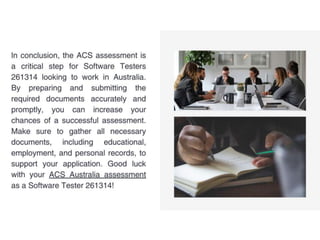 What documents are needed for ACS Assessment as a Software Tester ...