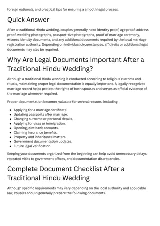 Essential Legal Documents Required After a Traditional Hindu Wedding in ...