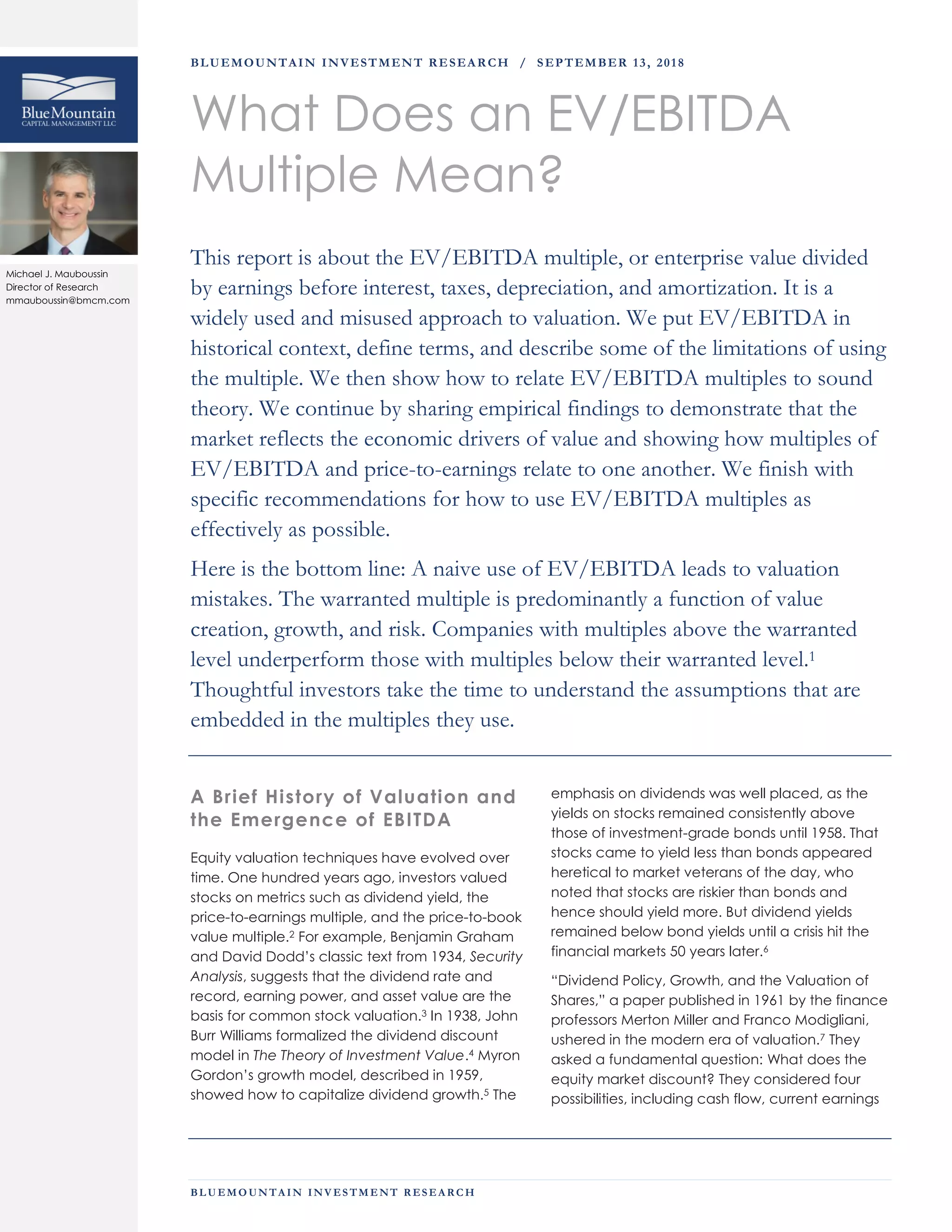 What does an ev ebitda multiple mean | PDF