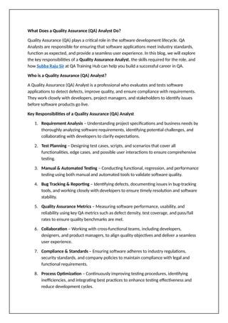What Does a Quality Assurance.QA training hub | DOCX