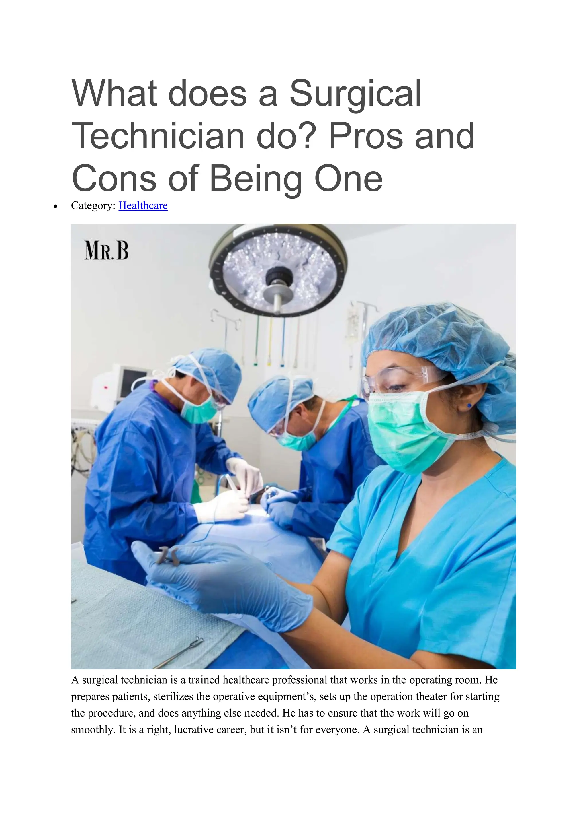 What does a Surgical Technician do Pros and Cons of Being One.pdf