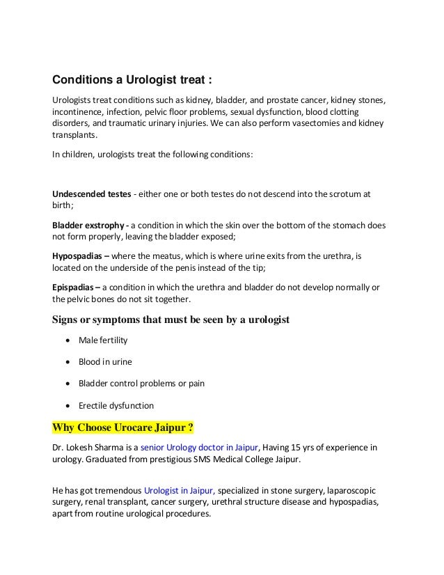 What does a urologist actually do ? Urocare Jaipur