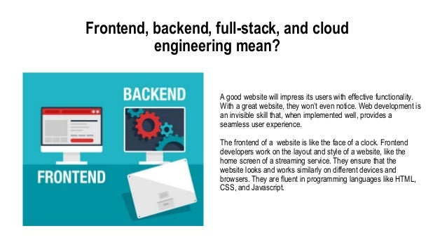 What does frontend, backend, full-stack, and cloud engineering mean | PPT