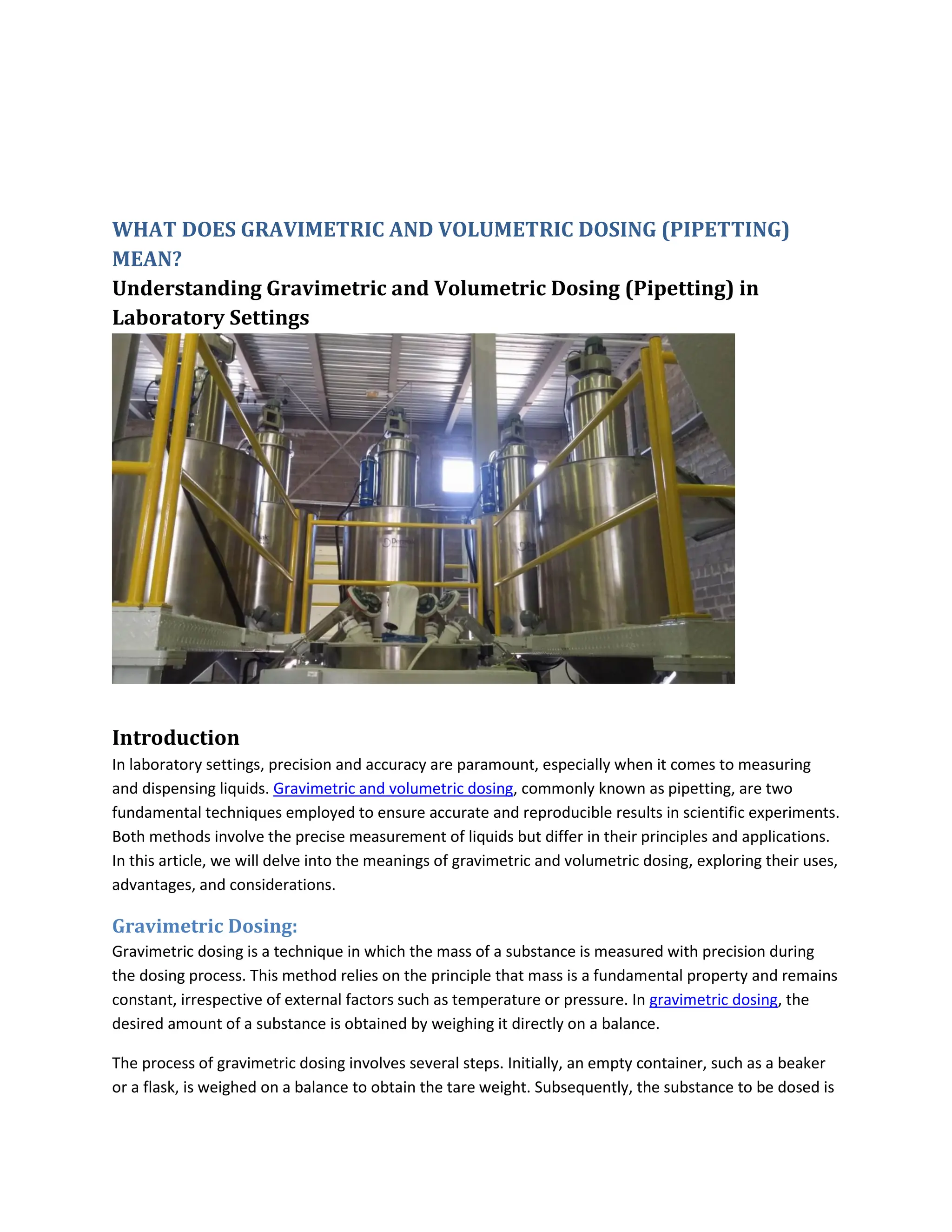 WHAT DOES GRAVIMETRIC AND VOLUMETRIC DOSING. | PDF