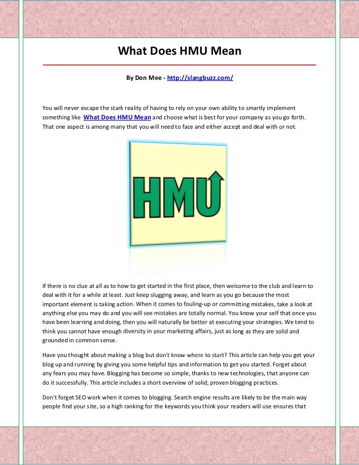 What Does Hmu Mean What Does Hmu Mean