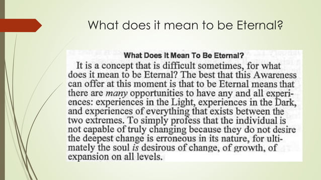What does it mean to be eternal | PPT