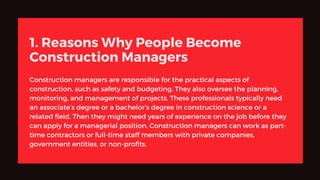 What Does it Take to Be in Construction Management | PDF
