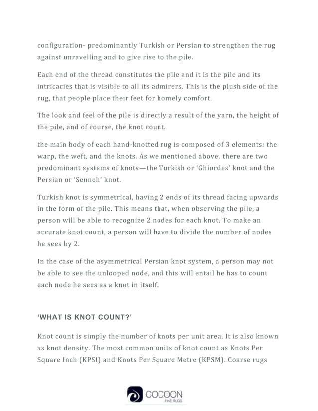 WHAT DOES KNOT COUNT MEAN? | Cocoon Fine Rugs | PDF