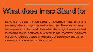 What does lmao stand for