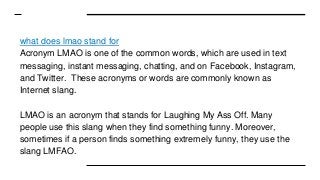 What does lmao stand for