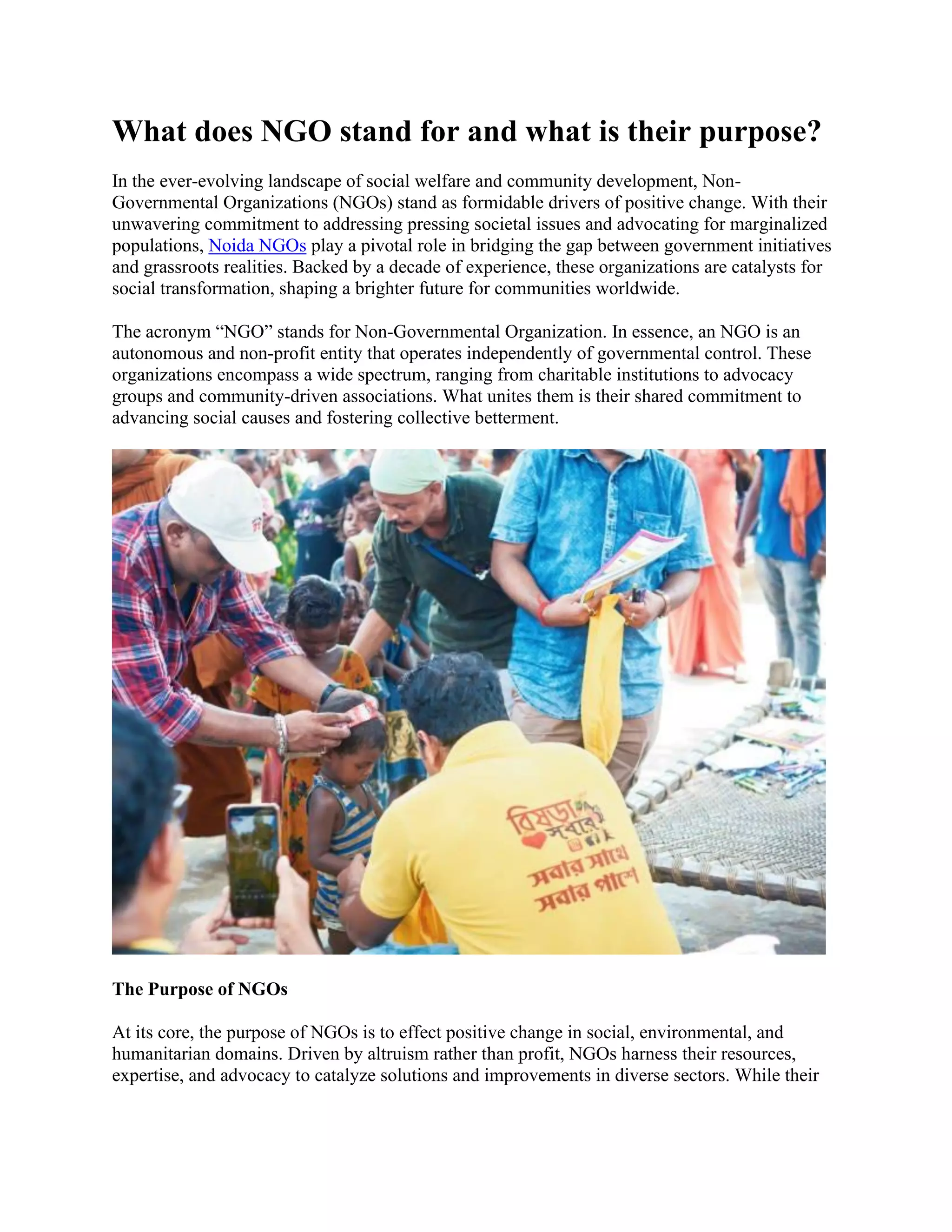 What does NGO stand for and what is their purpose.pdf | Non-Profit ...