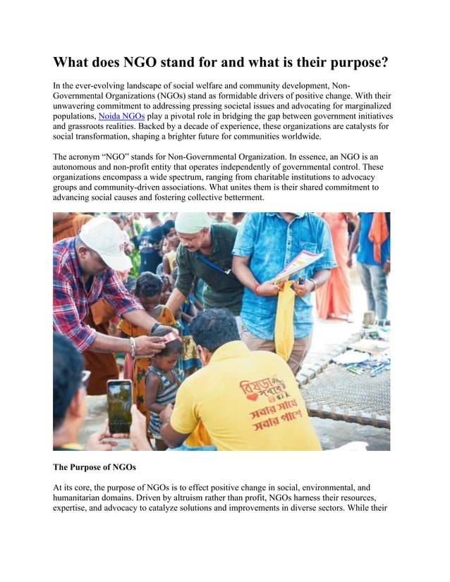 What does NGO stand for and what is their purpose.pdf | Non-Profit ...