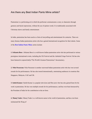 What does pantomime mean_ What kind of art is pantomime_ Are there any ...