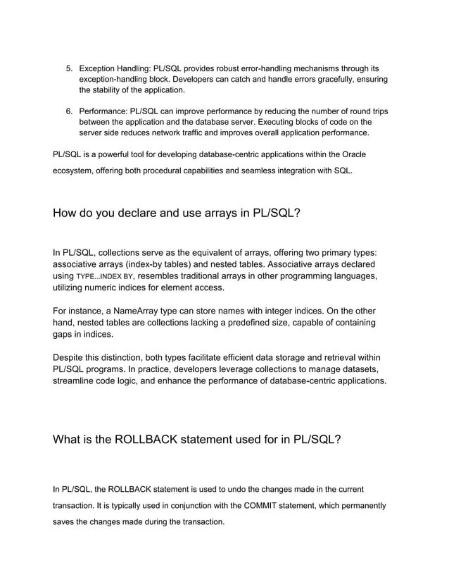 What does PL_SQL stand for and what is the functioning of PL_SQL.docx