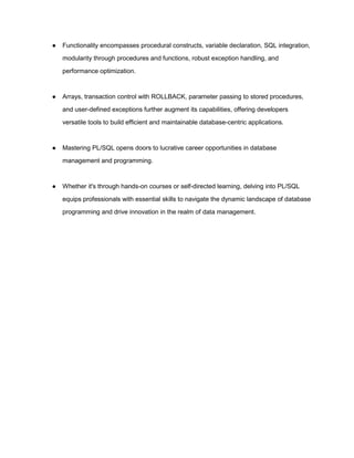 What does PL_SQL stand for and what is the functioning of PL_SQL.docx