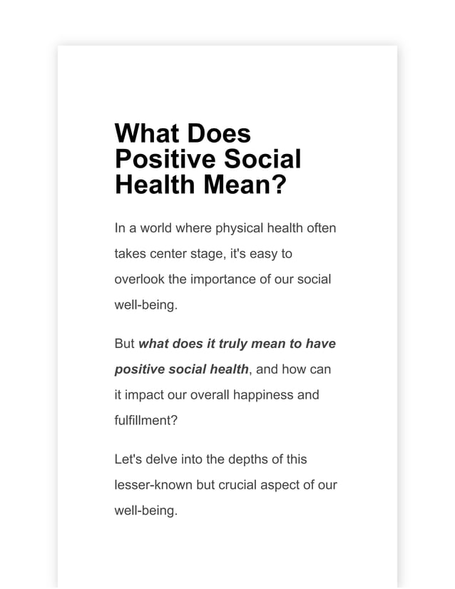 What does positive social health mean.pdf | Mental Health | Diseases ...