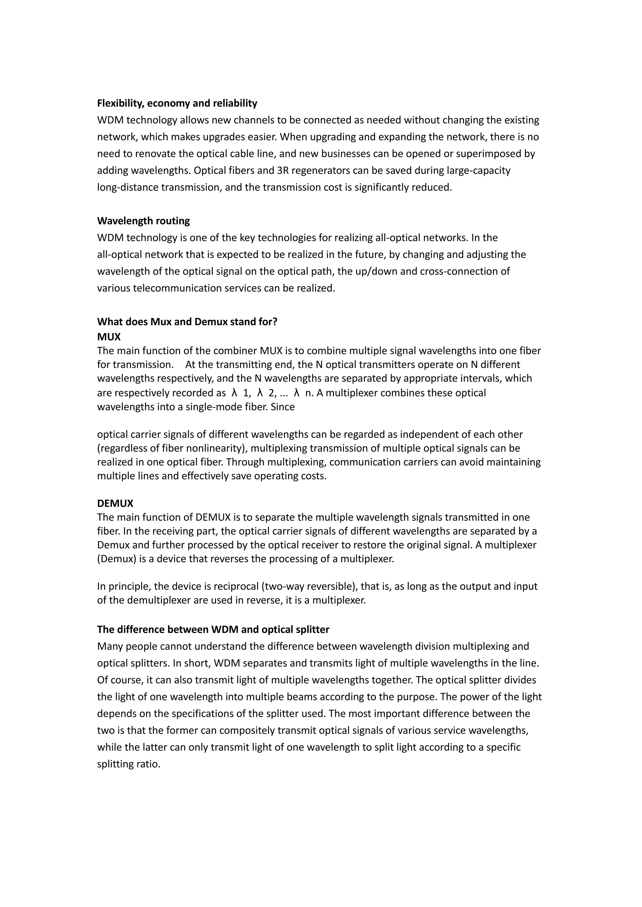 What does WDM (Wavelength Division Multiplexing )stand for? | PDF