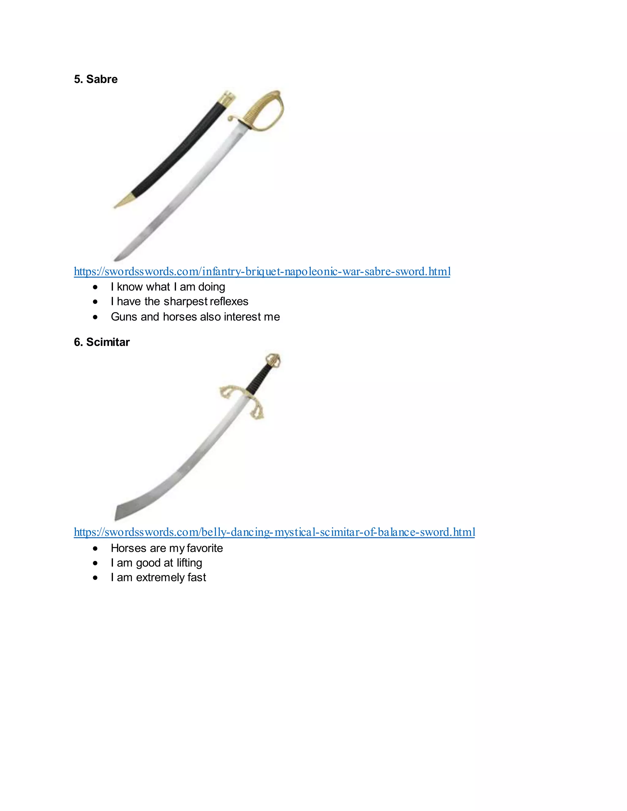 What does your favorite sword says about you! | DOCX