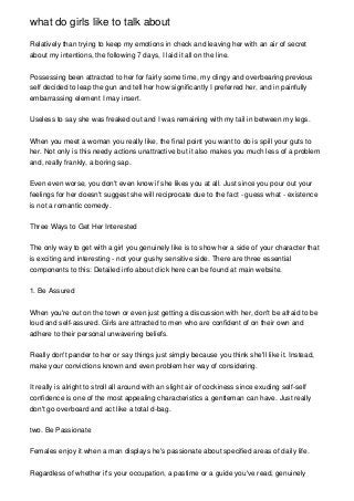 what do girls like to talk about