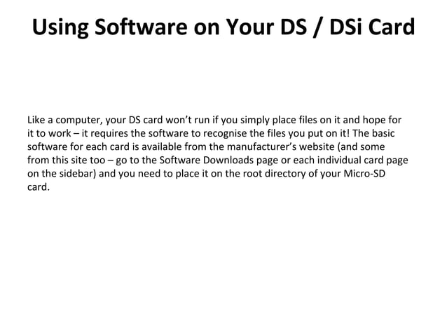 What do nintendo ds/dsi card do | PPT