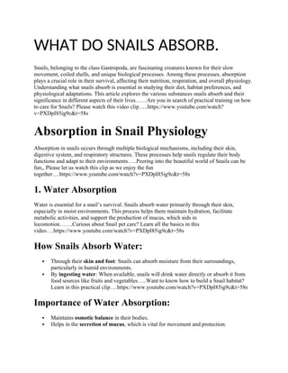 WHAT DO SNAILS ABSORB. HOW DO THEY ABSORB IT. | DOCX