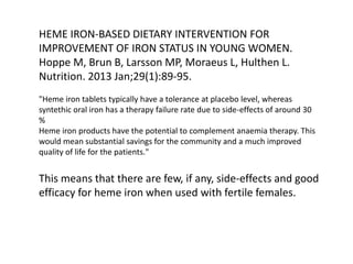 What do we know II, some more published studies on heme iron | PPT