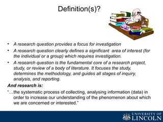 What do we mean by a research question? | PPT