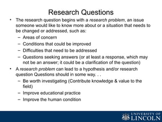 What do we mean by a research question?